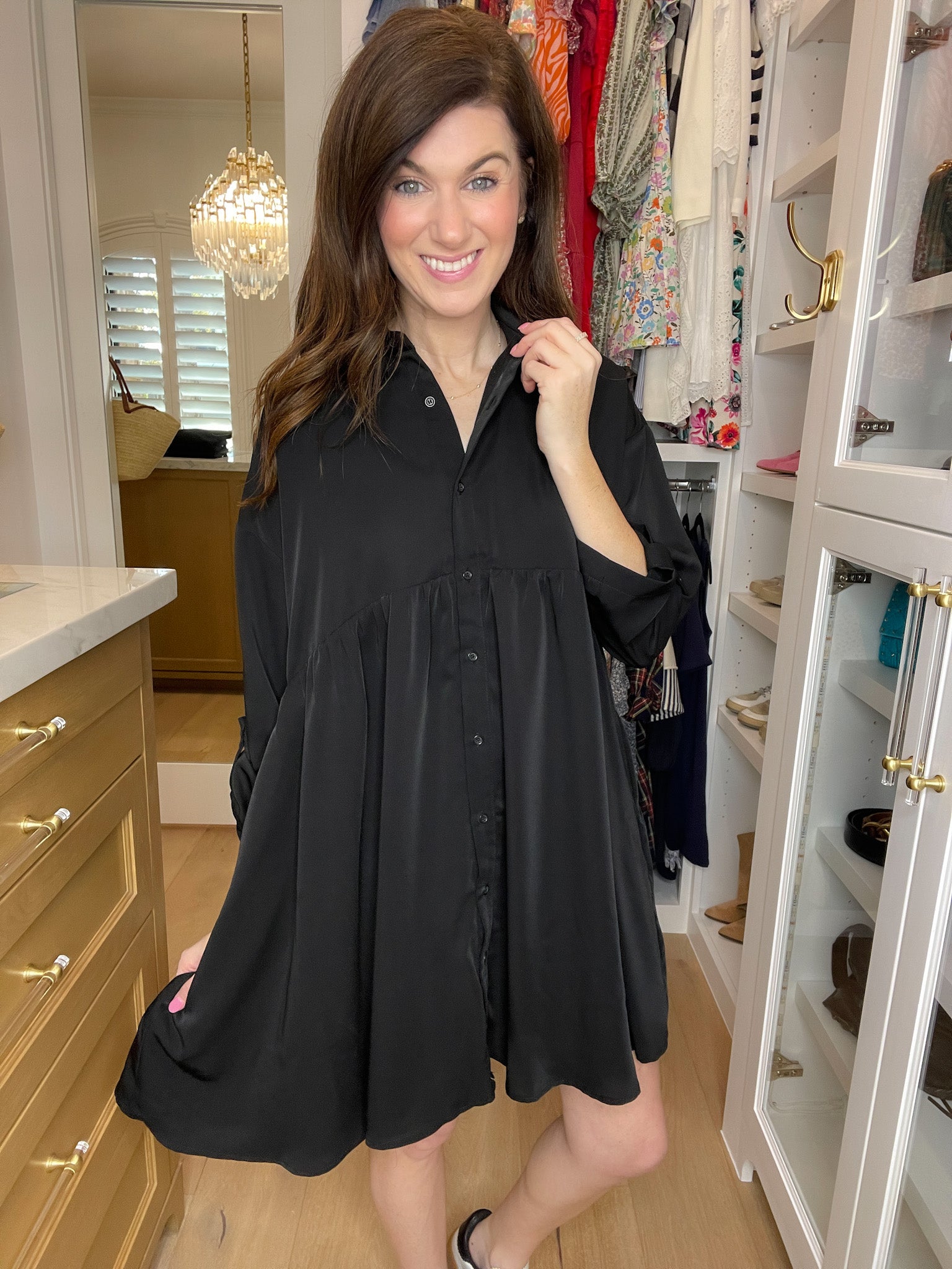 Midnight Grace Button Front Dress – Belles and Whistles Boutique