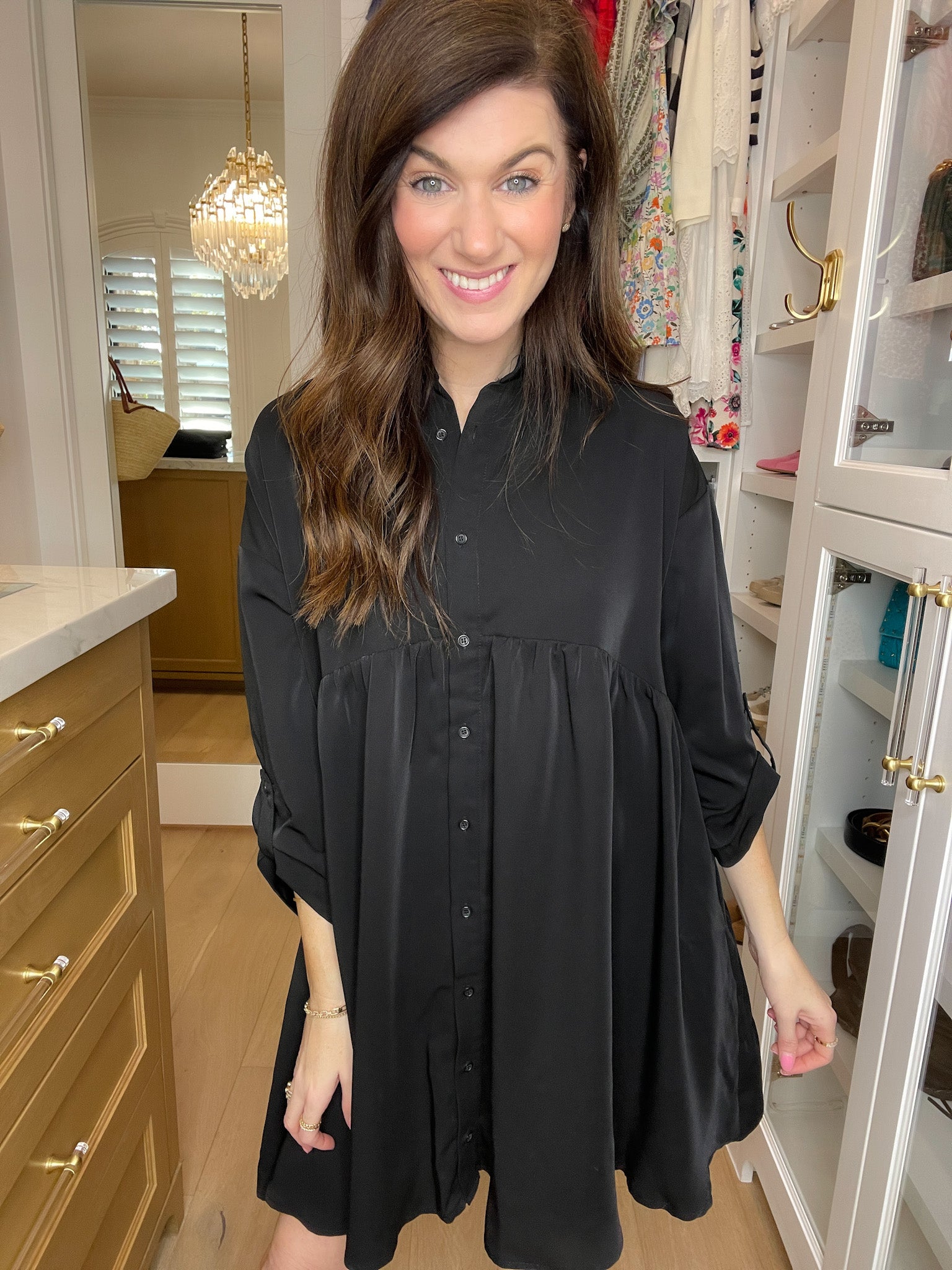 Midnight Grace Button Front Dress – Belles and Whistles Boutique