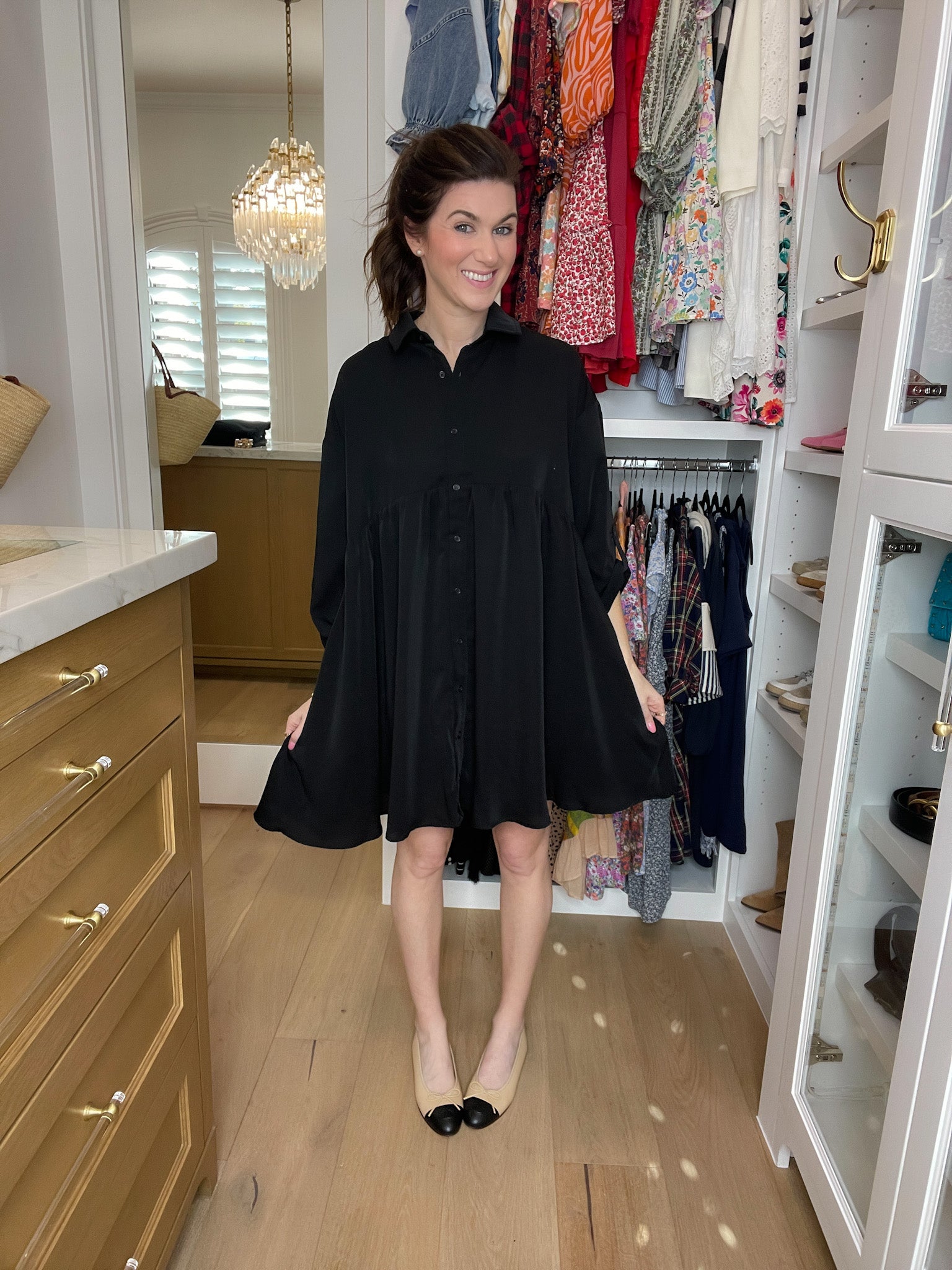 Midnight Grace Button Front Dress – Belles and Whistles Boutique